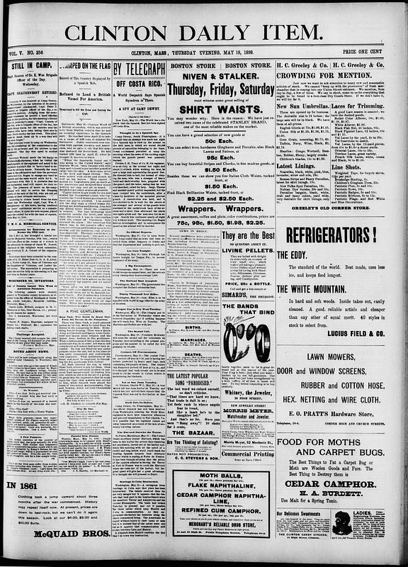 Clinton Daily Item. May 19, 1898 - Digital Commonwealth
