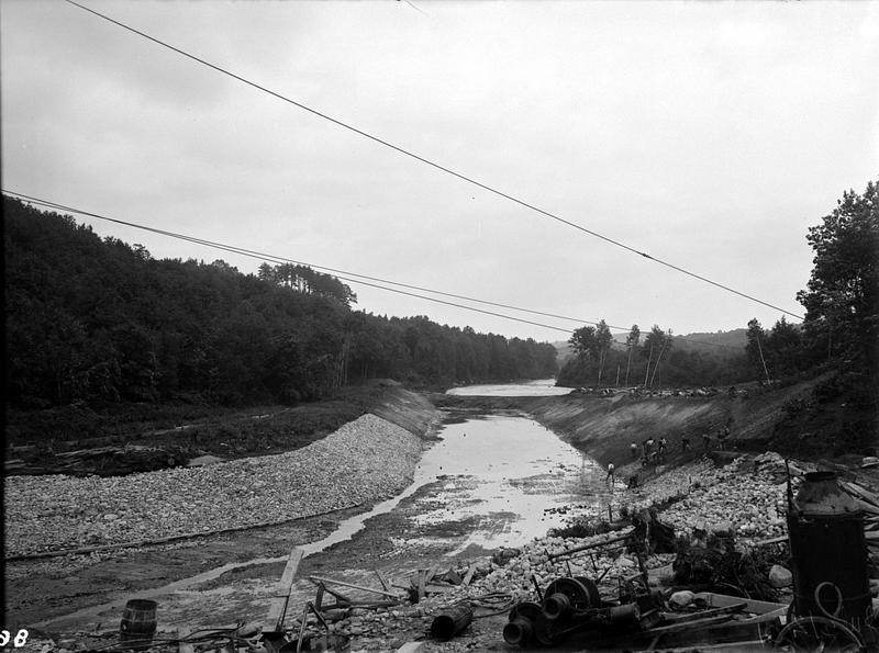 Red Bridge - Working on tailrace - Digital Commonwealth