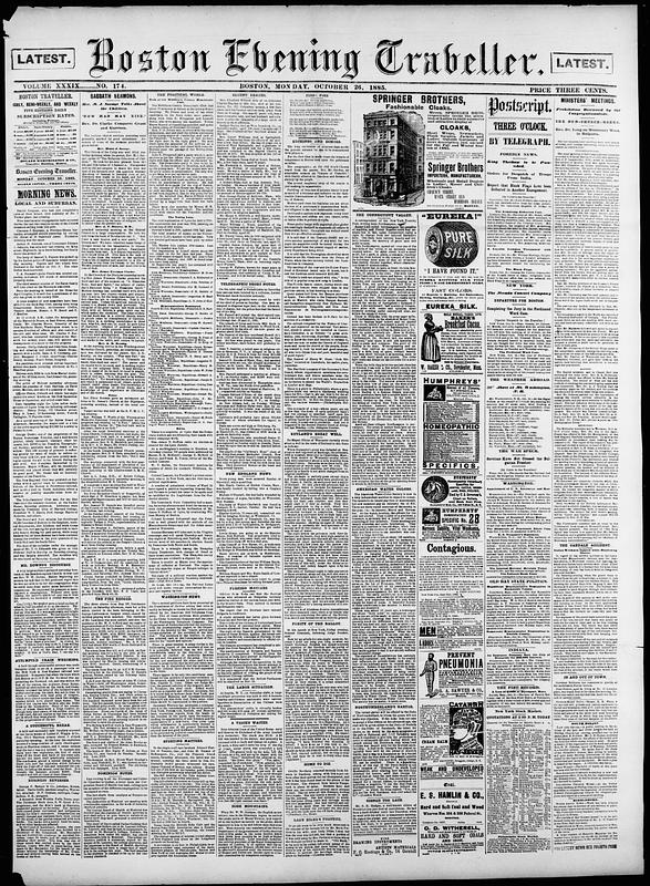 Boston Evening Traveller. October 26, 1885 - Digital Commonwealth