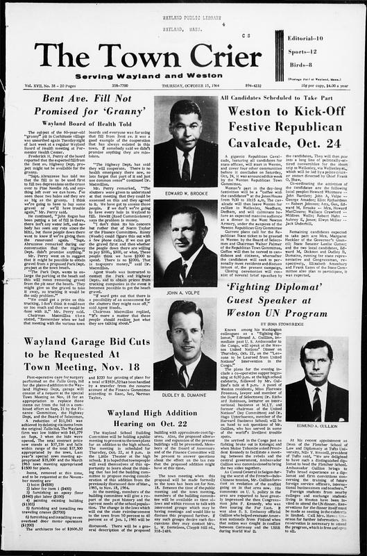 The Town Crier. October 15, 1964 - Digital Commonwealth