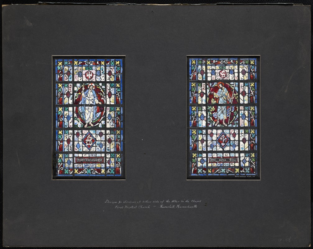 Designs for windows at either side of the altar in the chapel, First ...