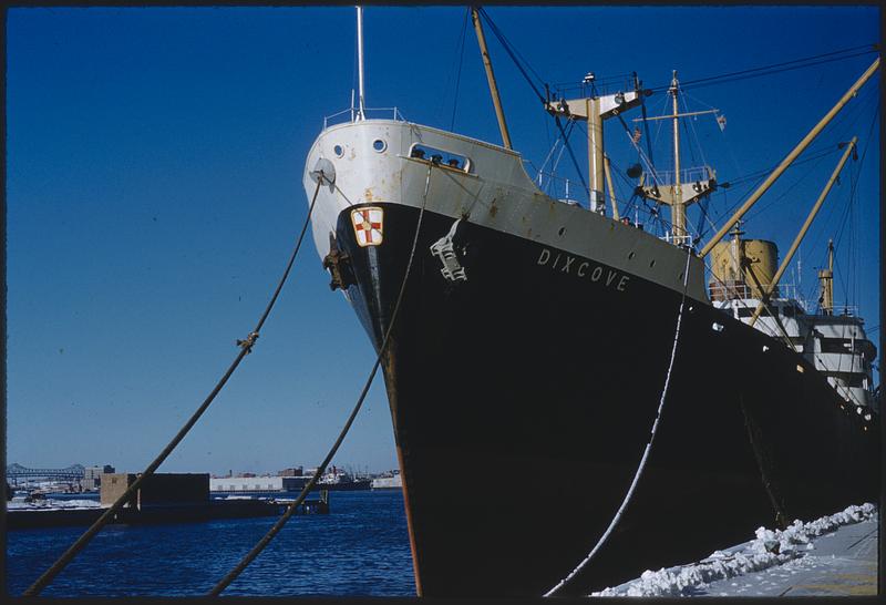 Cargo ship Dixcove at pier - Digital Commonwealth