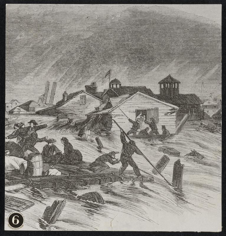 An artists view of Cario, Ill during the flood of 1858. It was ...