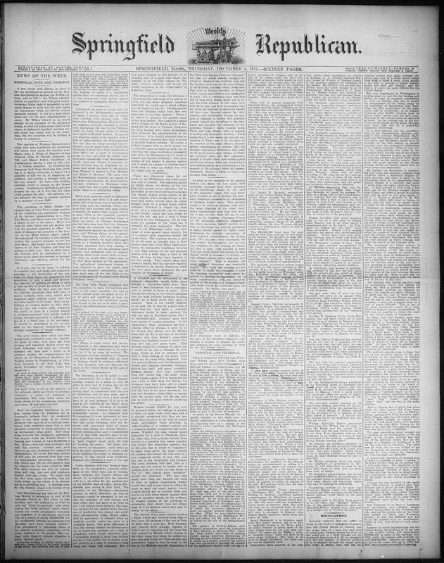 Springfield Weekly Republican. December 05, 1912 - Digital Commonwealth