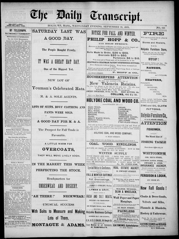 The Daily Transcript. September 30, 1885 - Digital Commonwealth