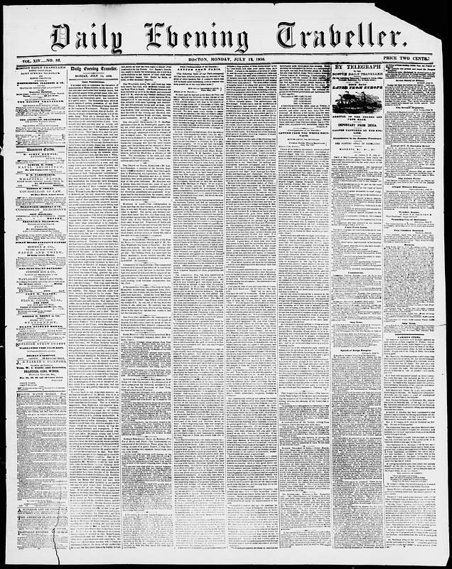 Daily Evening Traveller. July 12, 1858 - Digital Commonwealth