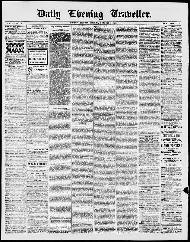 Daily Evening Traveller. October 24, 1854 - Digital Commonwealth