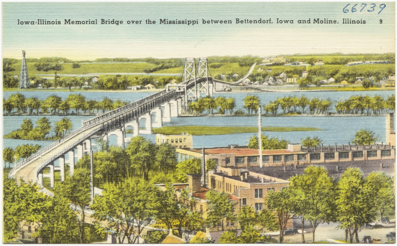 Iowa-Illinois Memorial Bridge over the Mississippi between Bettendorf ...