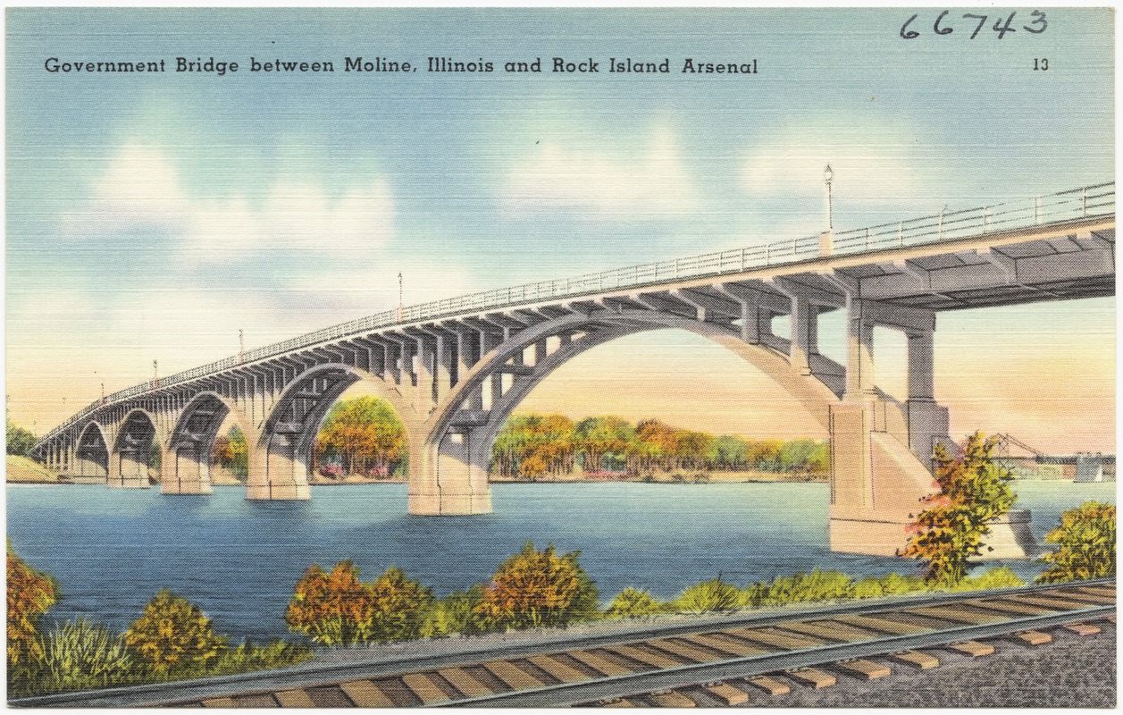 Government Bridge between Moline, Illinois and Rock Island Arsenal ...