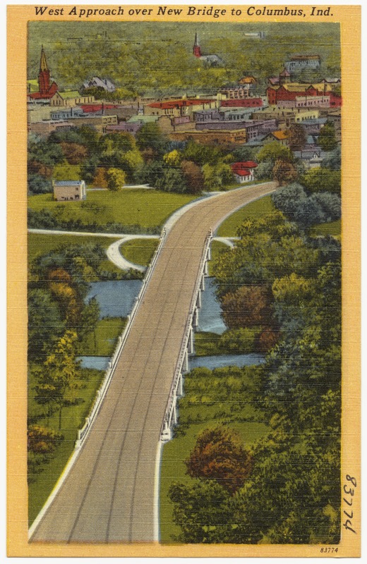 West approach over new bridge to Columbus, Ind. - Digital Commonwealth