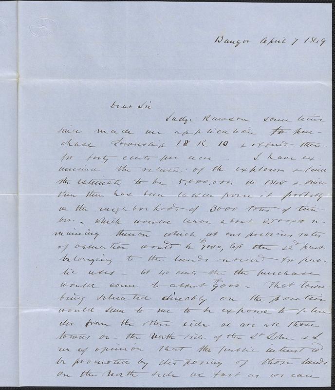 Samuel Cony to George Coffin, 7 April 1849 - Digital Commonwealth