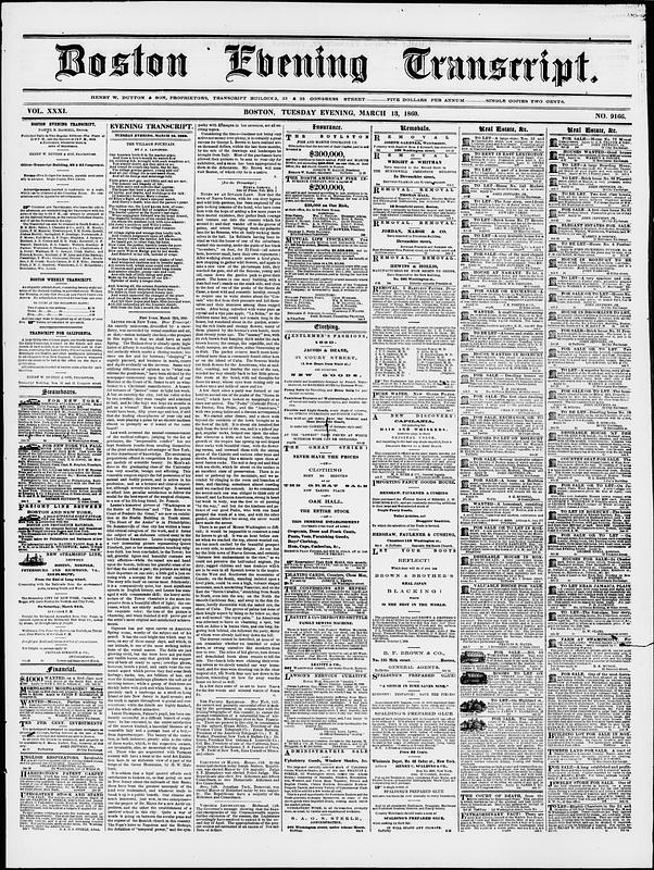 Boston Evening Transcript. March 13, 1860 - Digital Commonwealth