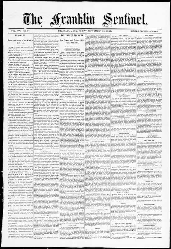 The Franklin Sentinel. September 15, 1893 - Digital Commonwealth