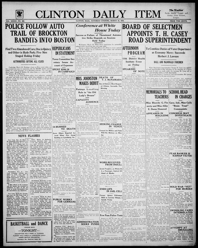 Clinton Daily Item. March 24, 1934 - Digital Commonwealth