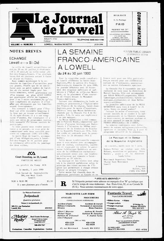 Le Journal de Lowell. June 01, 1990 - Digital Commonwealth