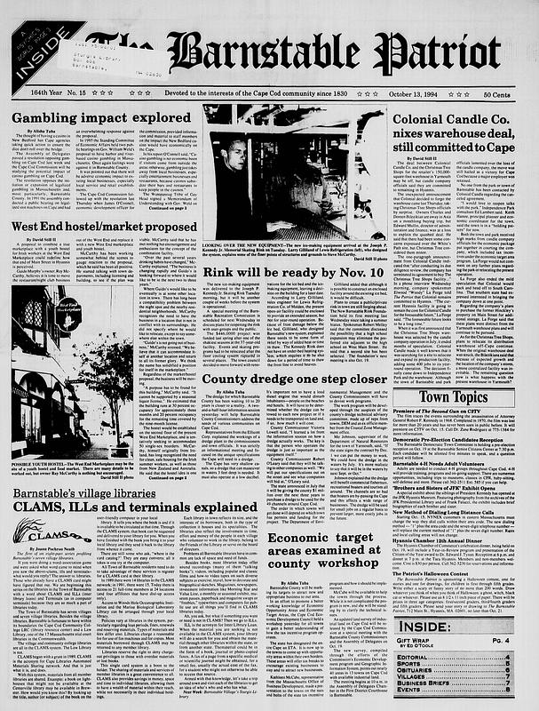 Barnstable Patriot. October 13, 1994 - Digital Commonwealth