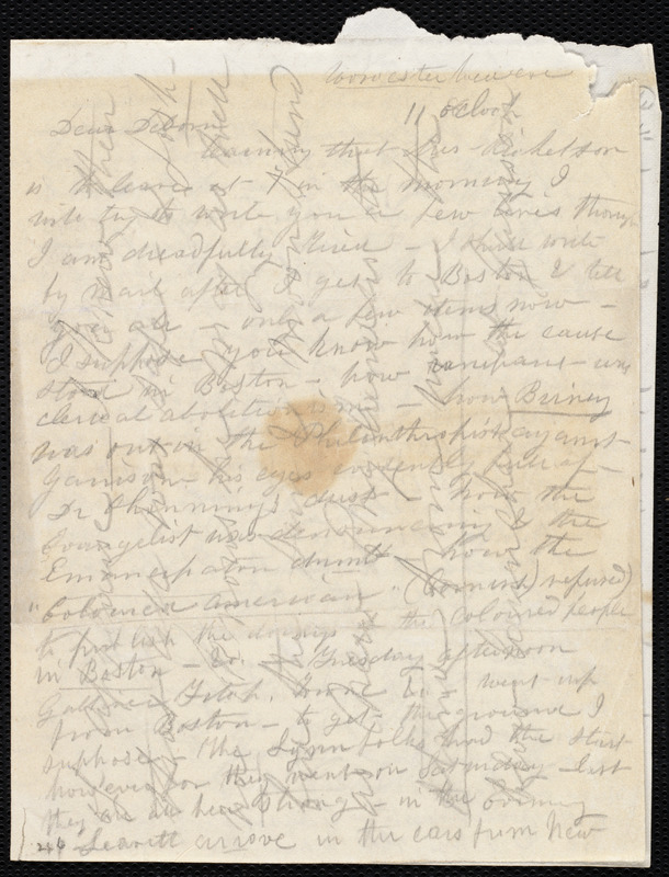 Letter from Caroline Weston, Worcester, [Mass.], to Debora Weston ...