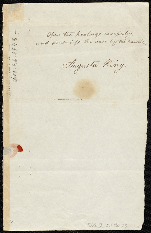 Incomplete letter from Lydia Maria Child to Augusta King, [1848 ...