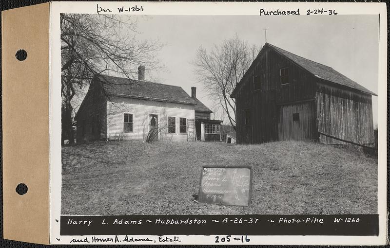 Harry L. Adams and Homer A. Adams, Estate, house and barn, Hubbardston ...