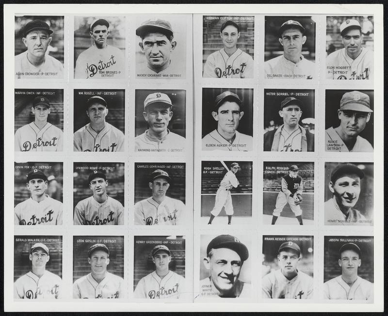 Alvin Crowder-O-Detroit Tom Bridges-O-Detroit Mickey Cochrane-MGR ...