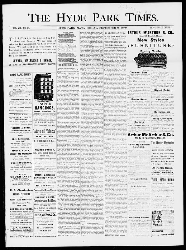 The Hyde Park Times. September 06, 1889 - Digital Commonwealth