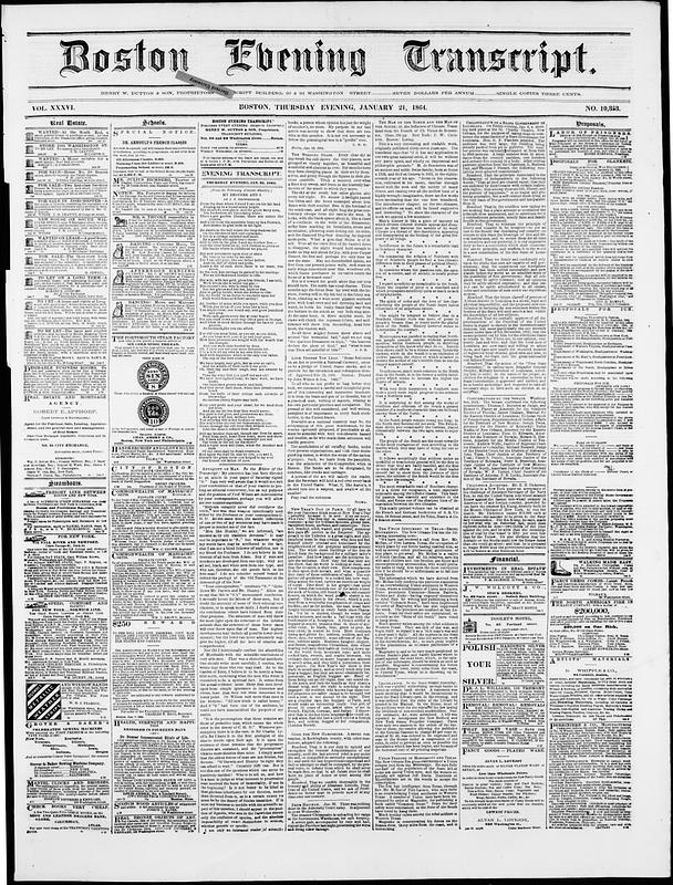 Boston Evening Transcript. January 21, 1864 - Digital Commonwealth