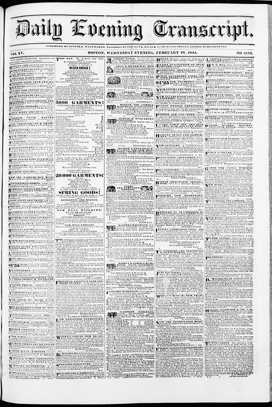 Daily Evening Transcript. February 28, 1844 - Digital Commonwealth