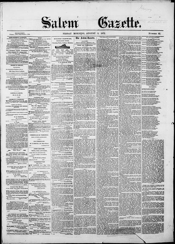 The Salem Gazette. August 02, 1872 - Digital Commonwealth