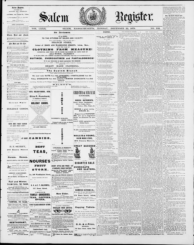 Salem Register. December 22, 1879 - Digital Commonwealth