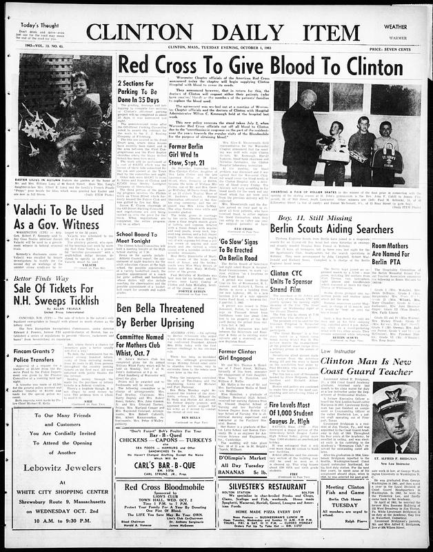 Clinton Daily Item. October 01, 1963 - Digital Commonwealth