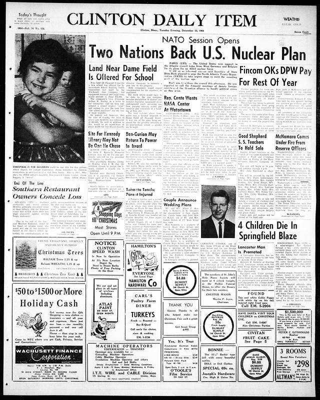 Clinton Daily Item. December 15, 1964 - Digital Commonwealth