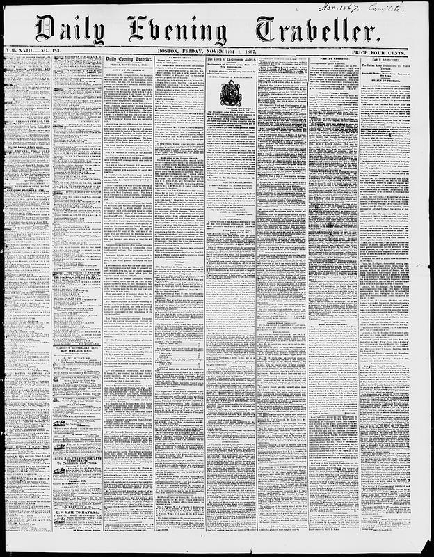 Daily Evening Traveller. November 01, 1867 - Digital Commonwealth