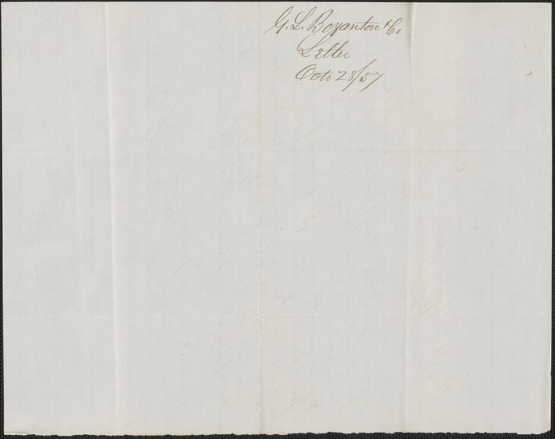 G. L. Boynton and Company to W. A. Harrington, 28 October 1857 ...