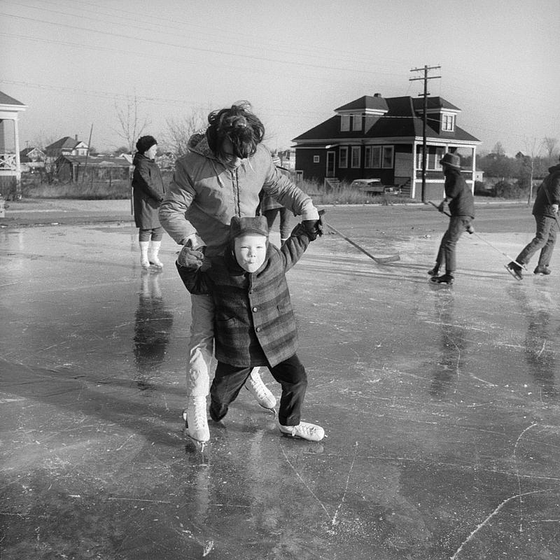 Ice skating, Victory Park, Brock Avenue, New Bedford - Digital Commonwealth