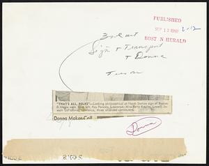 "That's All, Folks" -- Looking philosophical at North Station sign of ...