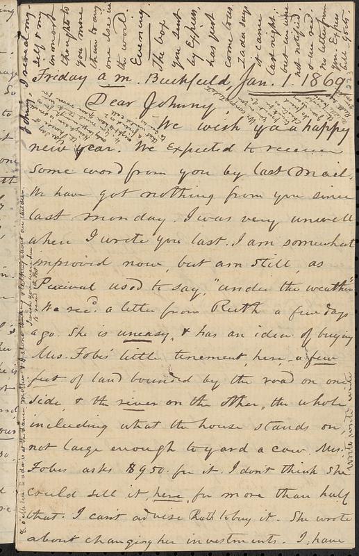 Letter from Zadoc Long to John D. Long, January 1, 1869 - Digital ...