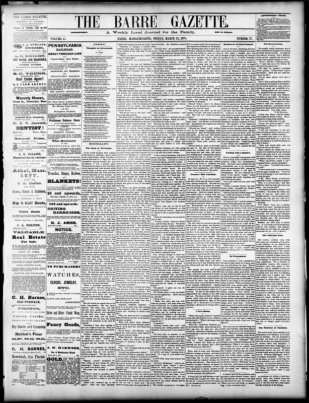 Barre Gazette. March 22, 1878 - Digital Commonwealth