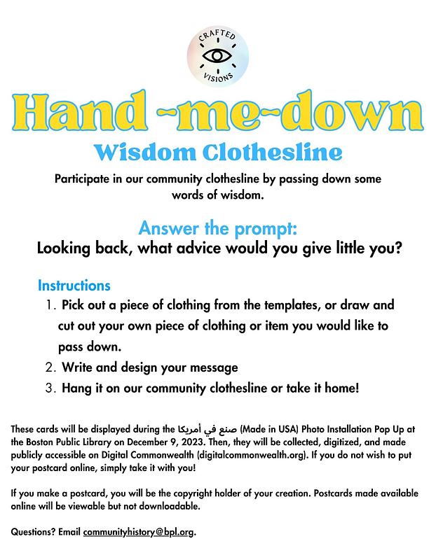 Hand-me-down wisdom clothesline, sign - Digital Commonwealth
