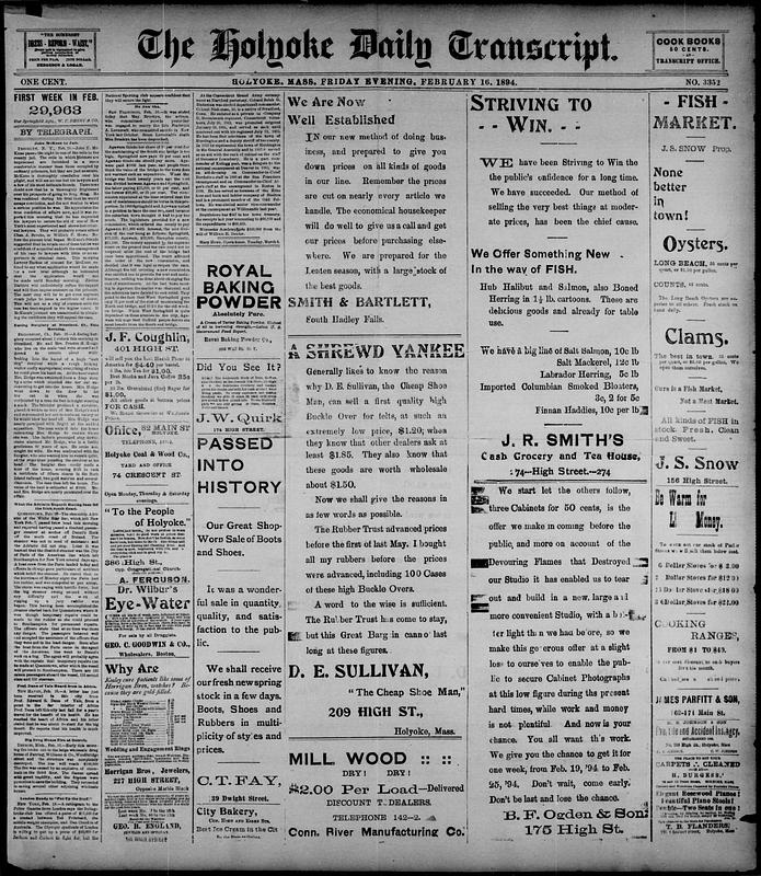 The Holyoke Daily Transcript. February 16, 1894 - Digital Commonwealth