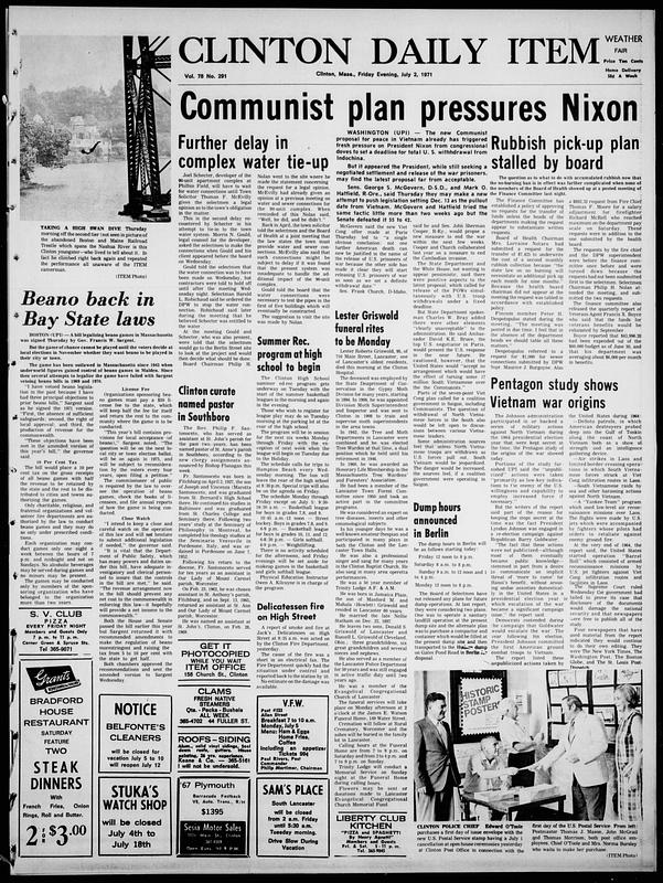 Clinton Daily Item. July 02, 1971 - Digital Commonwealth