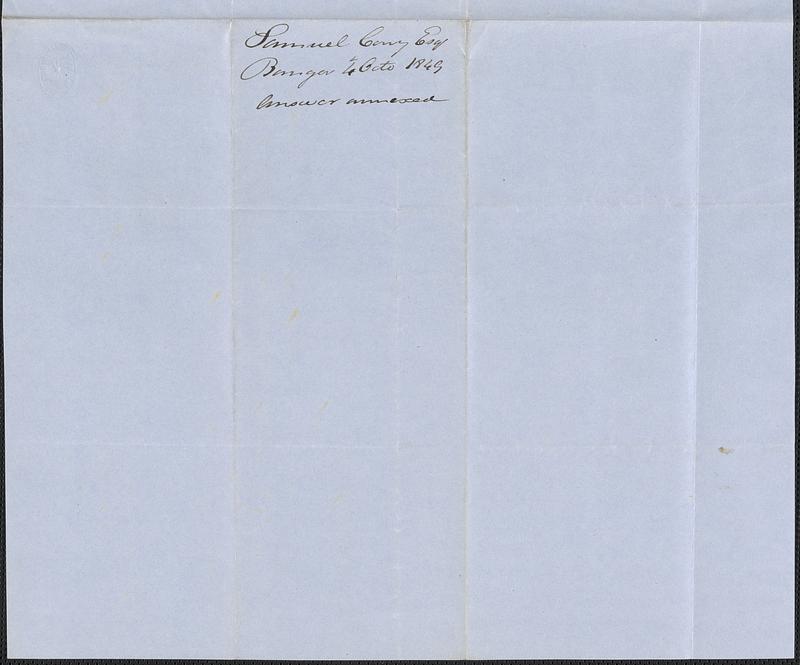 Samuel Cony to George Coffin, 4 October 1849 - Digital Commonwealth