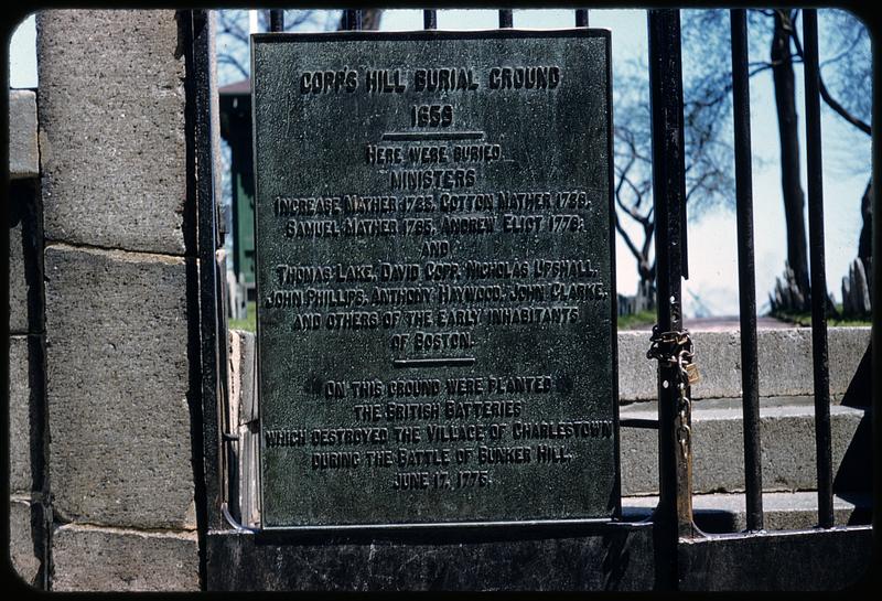 Copp's Hill cemetery tablet - Digital Commonwealth