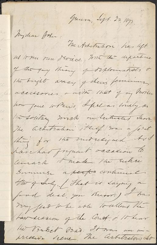 Letter from S.A. Bent to John D. Long, September 22, 1872 - Digital ...