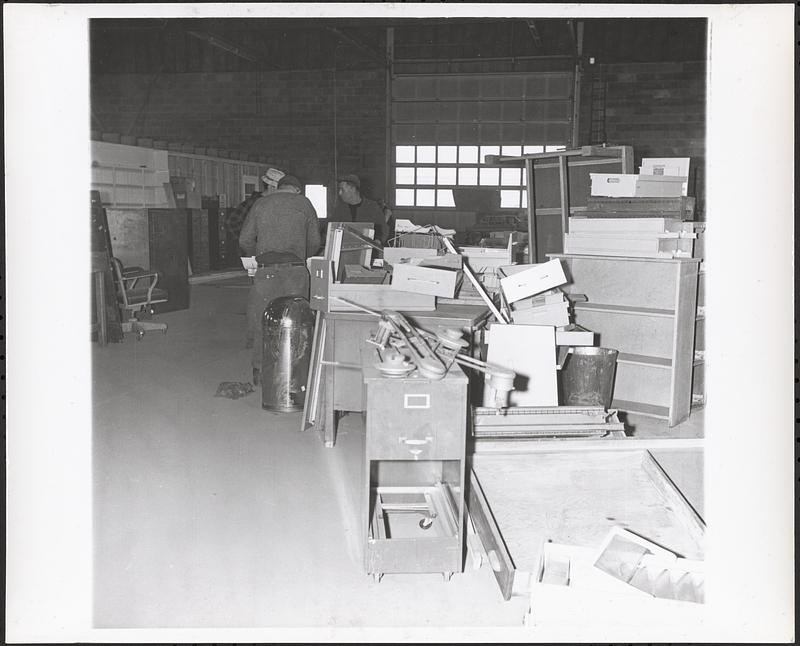 Interior of file cabinets and 3 employees - Digital Commonwealth