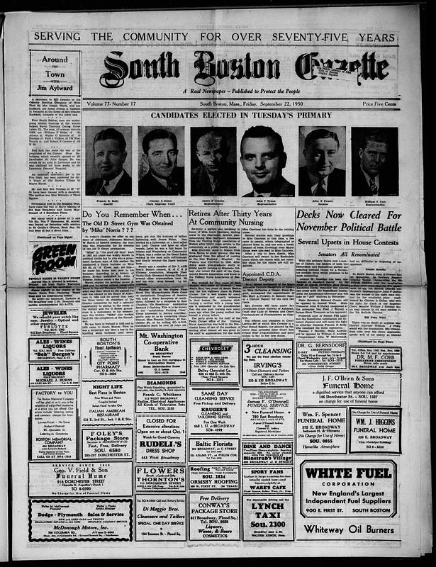 South Boston Gazette. September 22, 1950 - Digital Commonwealth