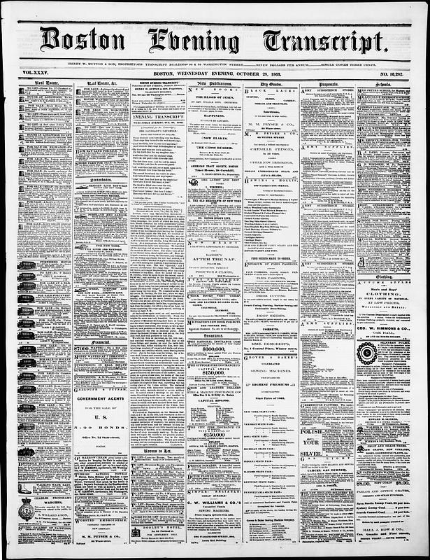 Boston Evening Transcript. October 28, 1863 - Digital Commonwealth