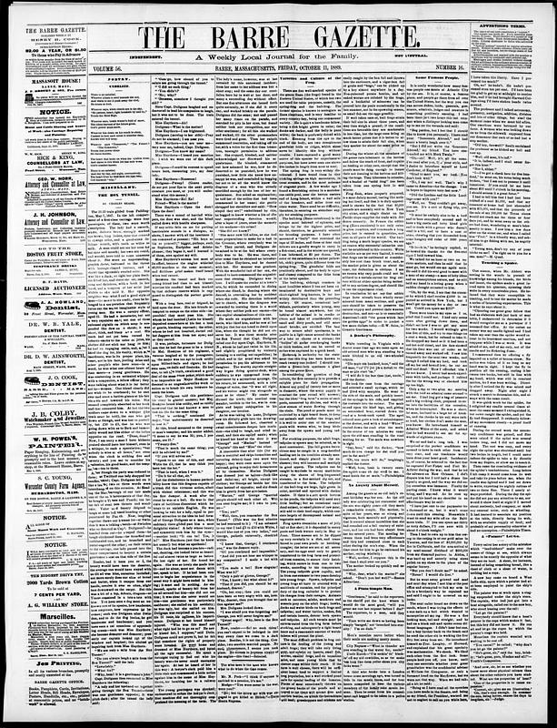 Barre Gazette. October 11, 1889 - Digital Commonwealth