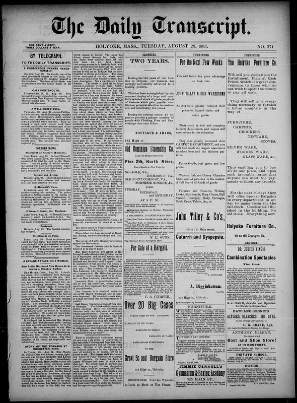 The Daily Transcript. August 28, 1883 - Digital Commonwealth