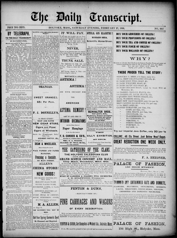 The Daily Transcript. February 27, 1886 - Digital Commonwealth
