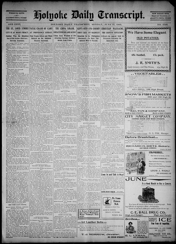 The Holyoke Daily Transcript. June 11, 1900 - Digital Commonwealth